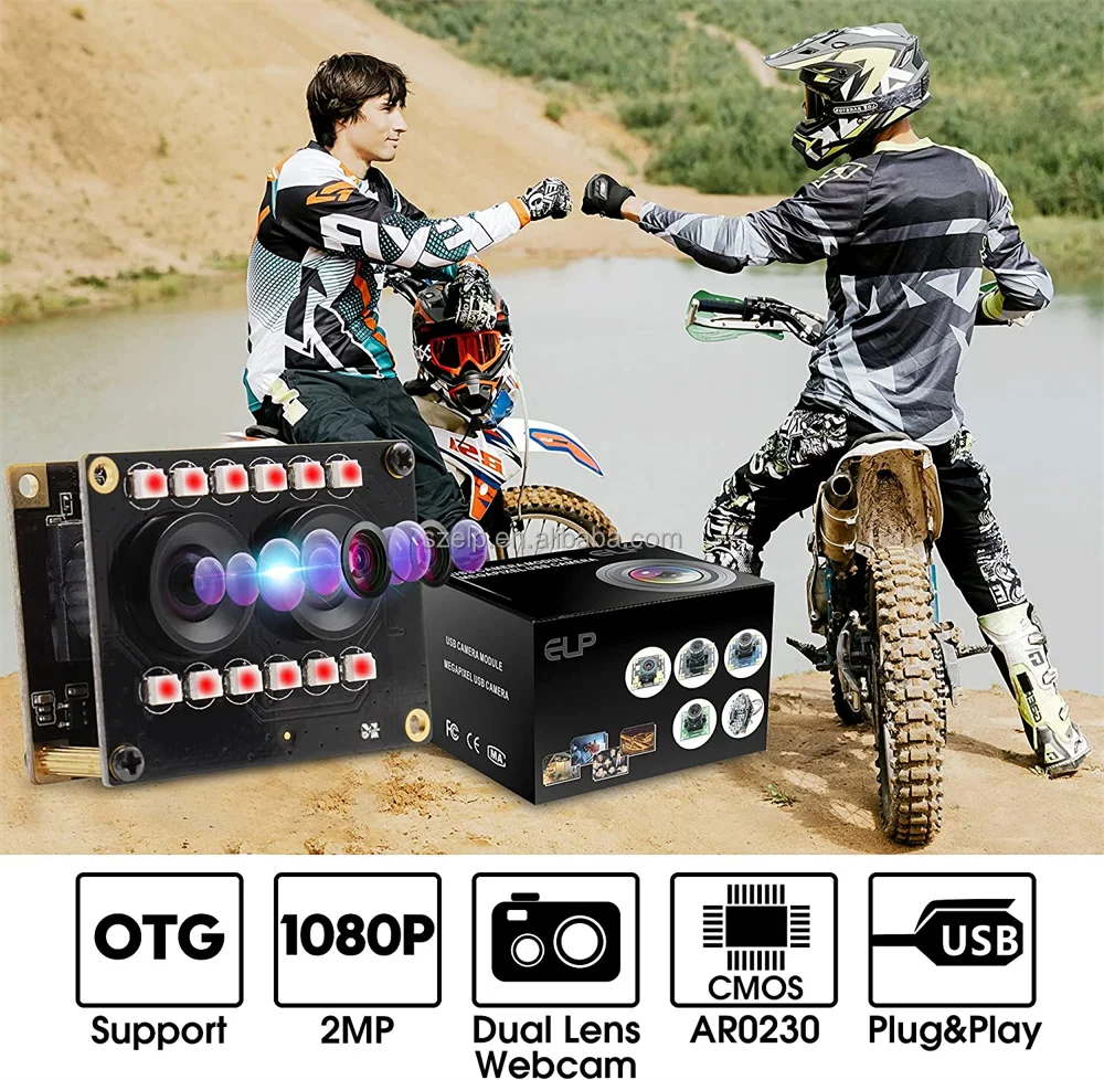 2MP WDR AR0230 Dual Lens USB Camera Module with Night Vision