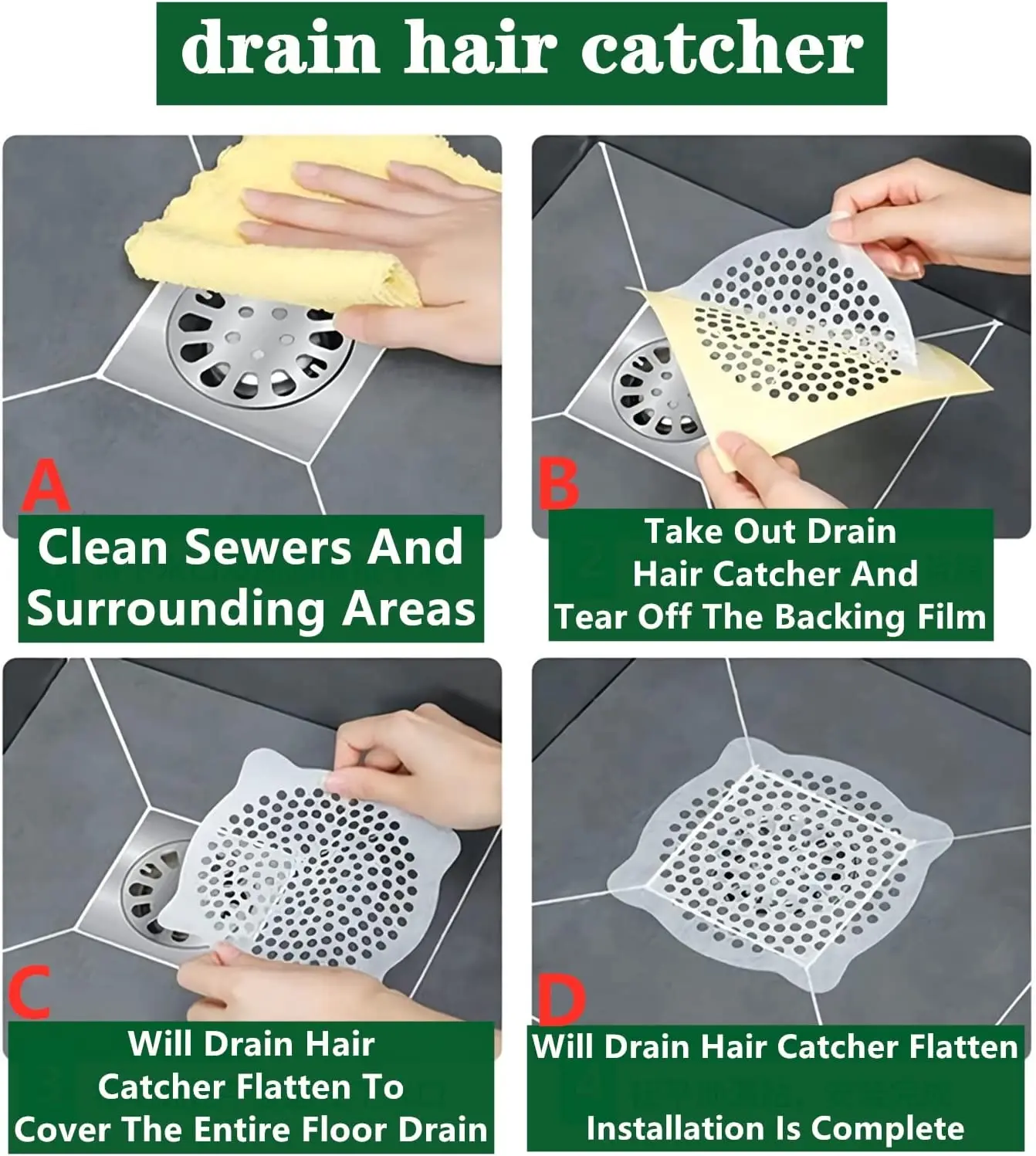 30pcs Pack Membrane Fabric Shower Drain Hair Catcher Mesh Stickers