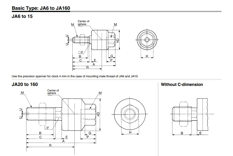 Ja160 Series Floating Joint Standard Type Ja160-33-200 Ja160-36-150 ...
