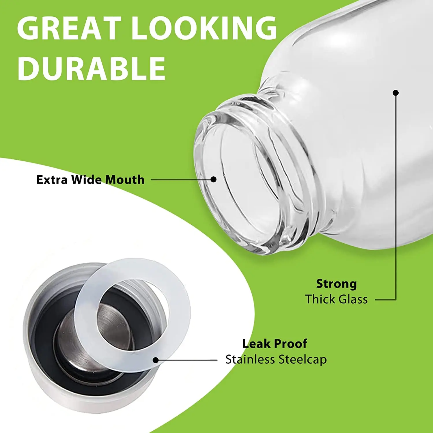 24oz Glass Water Storage Containers - Reusable & Durable