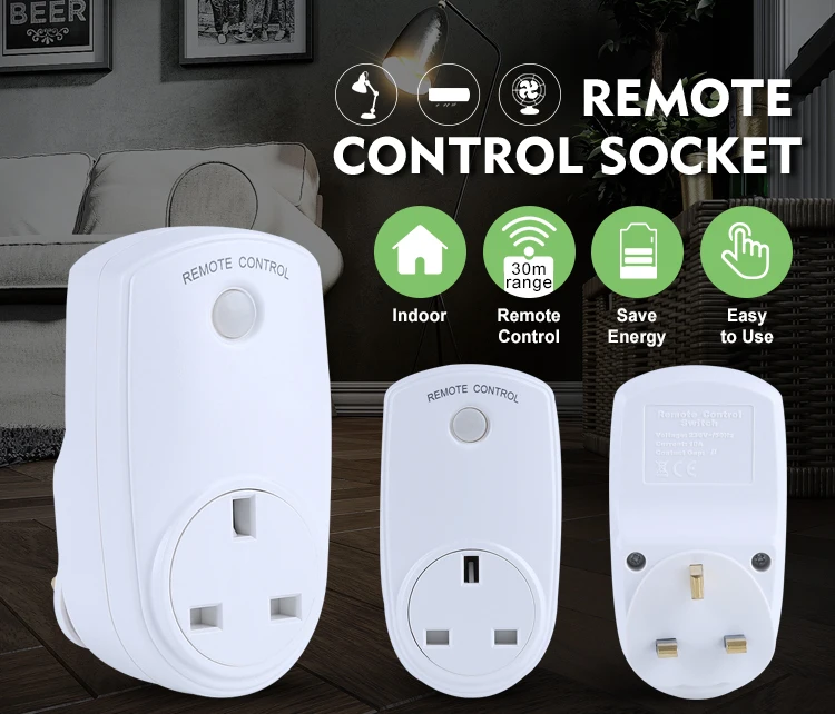 UK Socket Intelligent Power Socket 10A Remote Control Outlet Wireless ...