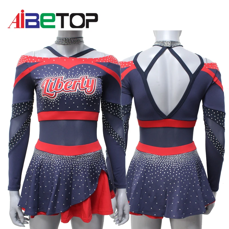 Custom Made Cheerleading Costumes For Adults Ab Rhinestones Fancy ...
