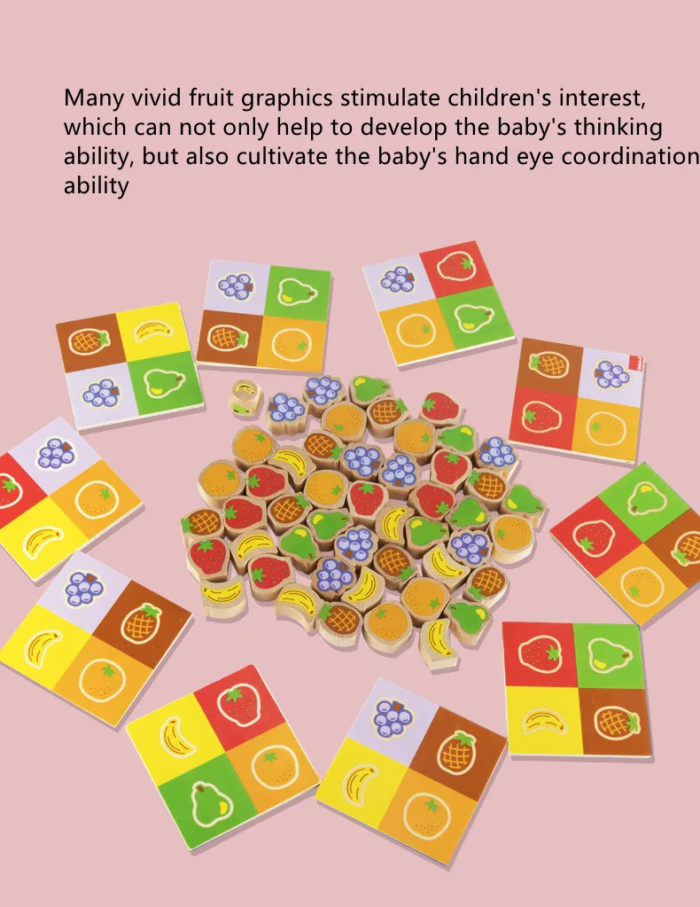 Wooden Fruit Blocks Stacked High Toys Children Early Education Puzzle ...