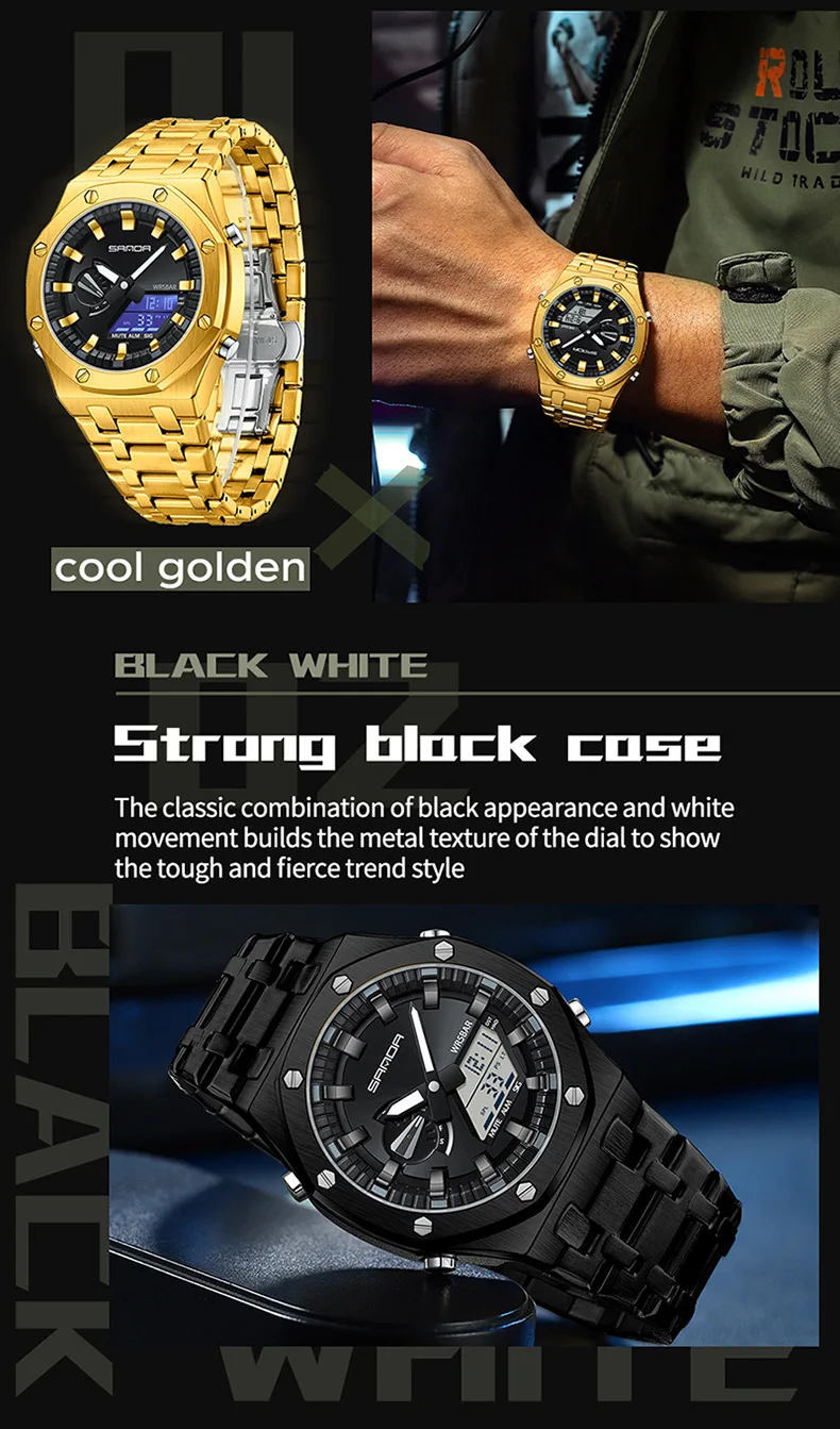 Sanda 2024 New Popular Chronograph Men's Watch Digital 3357 Watches 50m ...