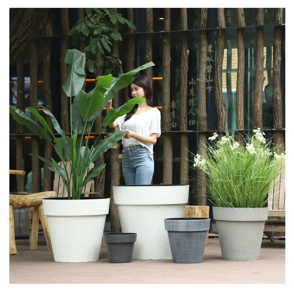 Outdoor Planter Decorations Large Round Planters Flower Pots Indoor ...