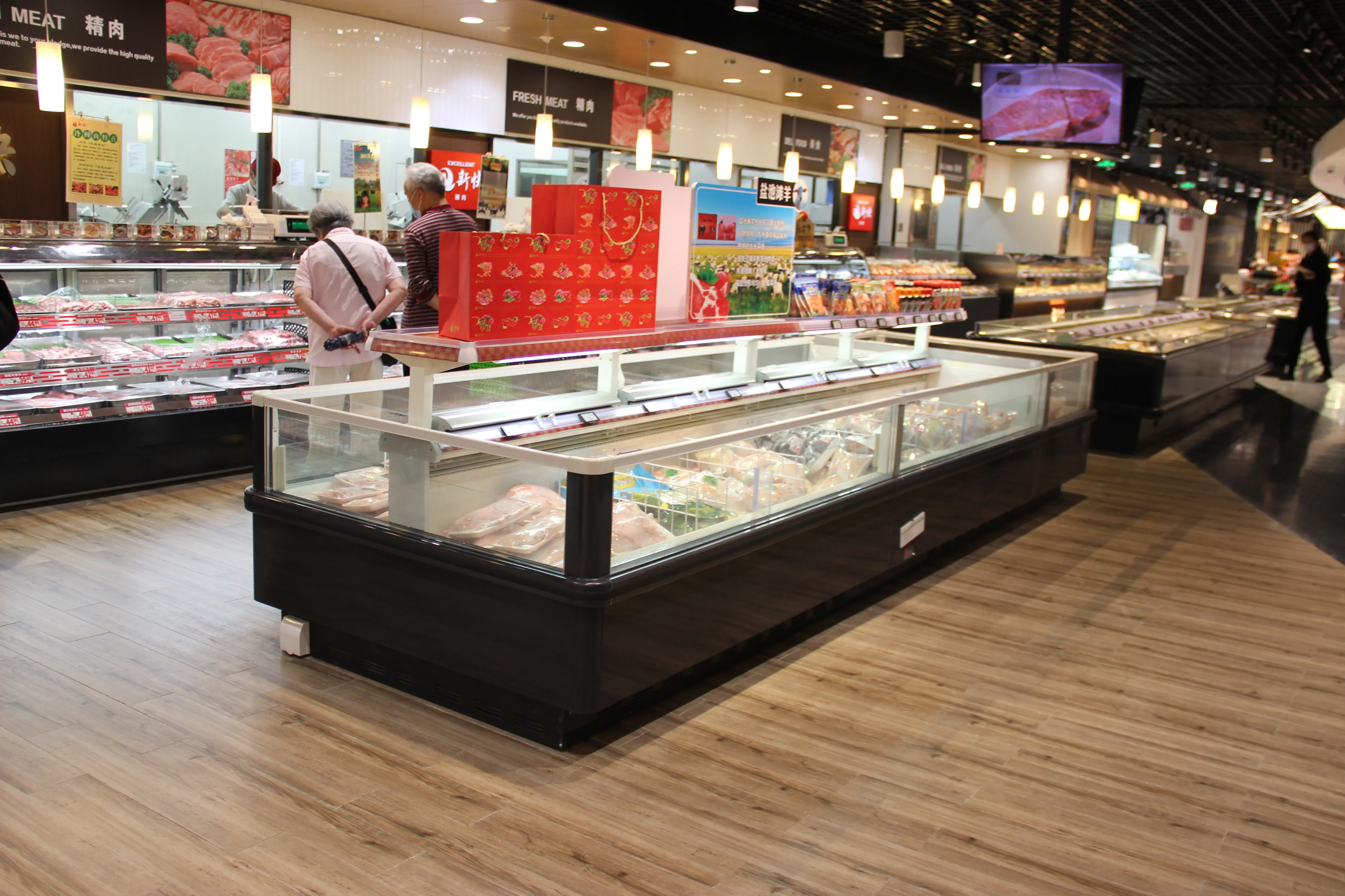 Island Freezer Supermarket Refrigeration Showcase Open Fridge For ...