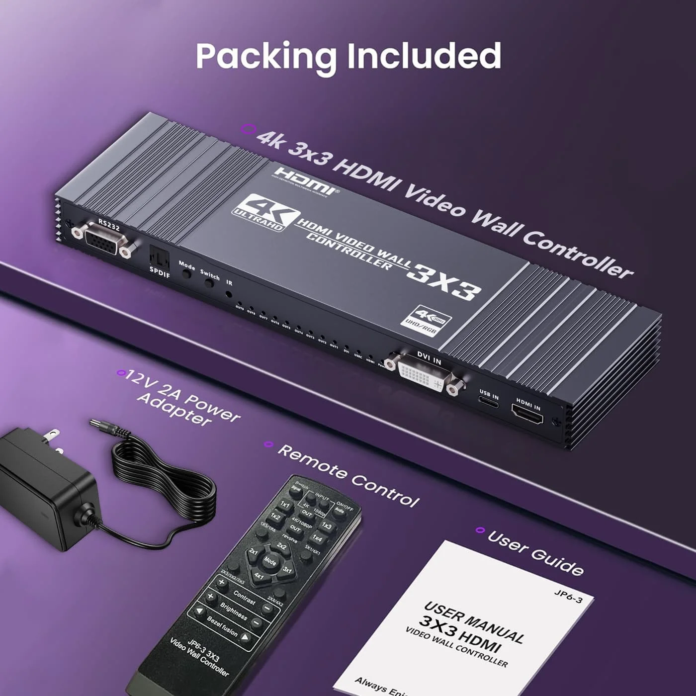 SYONG 4K 3x3 Video Wall Controller - Seamless Screen Display