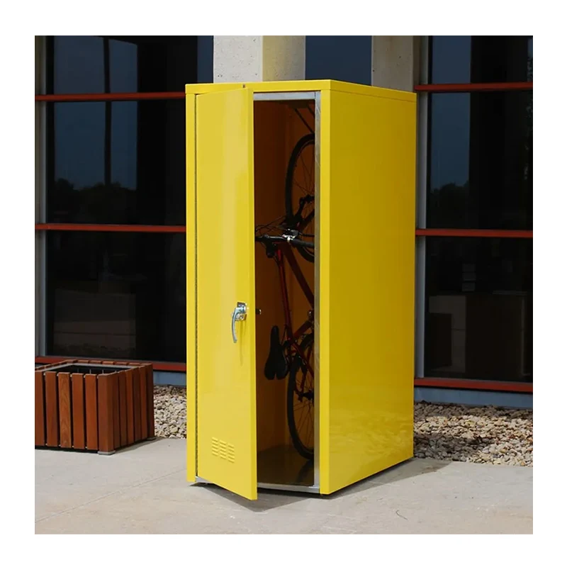 Public Single Door Steel Structure Lateral Bike Lockers For Outdoor ...