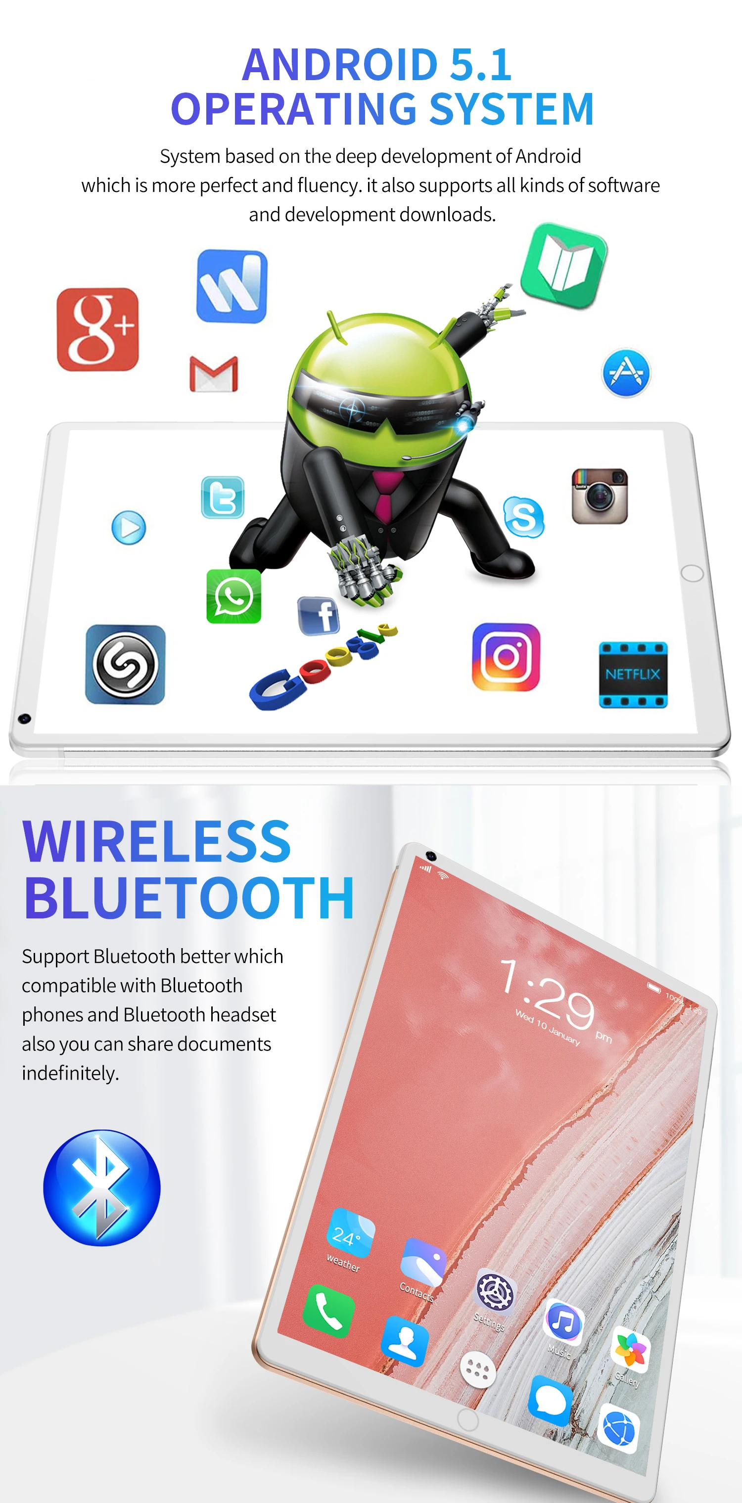 Superior 8 Inch Android Tablet PC - 2GB RAM, 32GB Storage, WiFi, IPS ...