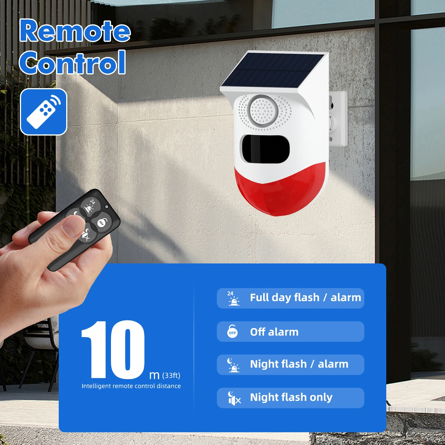 Solar PIR Motion Sensor Alarm - 120db Sound Security Siren