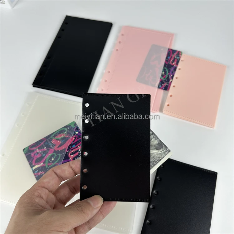 A6 A7 Pink Frosted Black PP Cash Envelopes Side Loading Zipless Money ...