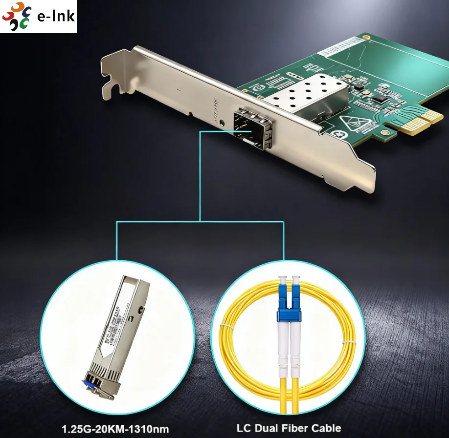 E-link 1000M Gigabit Fiber Optic LAN Card - PCI-E Network Adapter