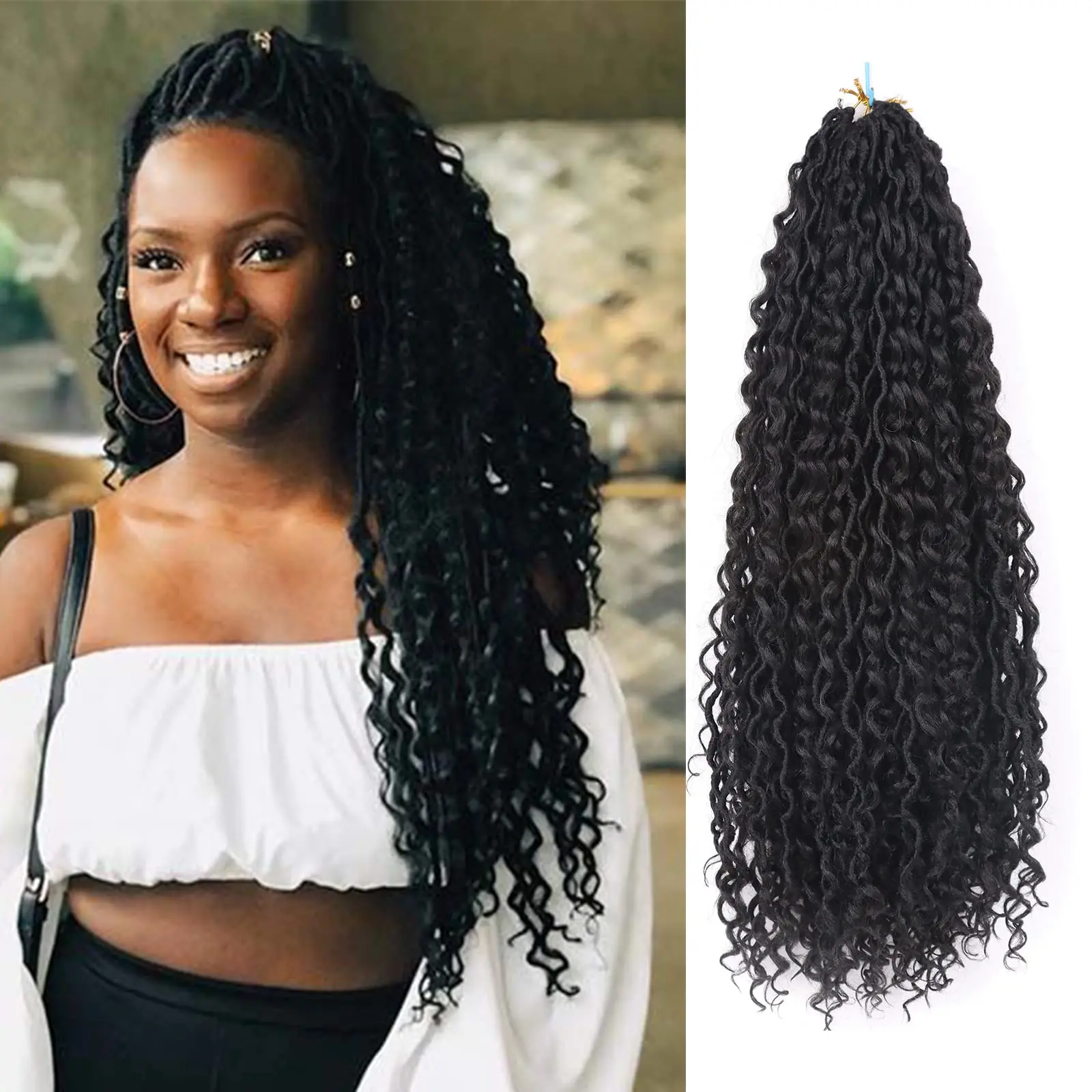 River Locs Synthetic Bohemian Goddess Curly Faux Locs Crochet Braids ...