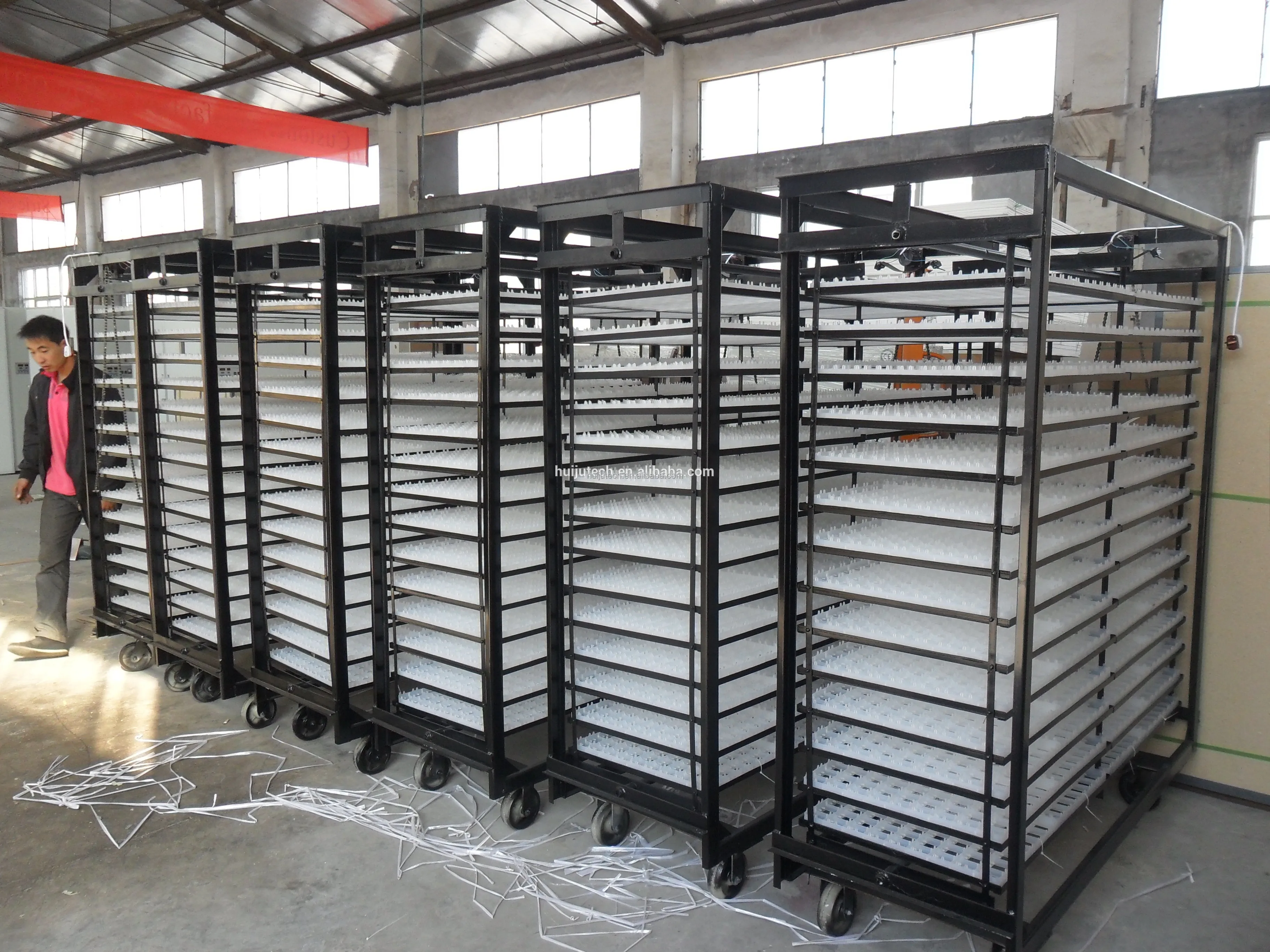 4 Trolleys 22528 Chicken Egg Incubator + 2 Trolleys 11264 Chick Hatcher ...