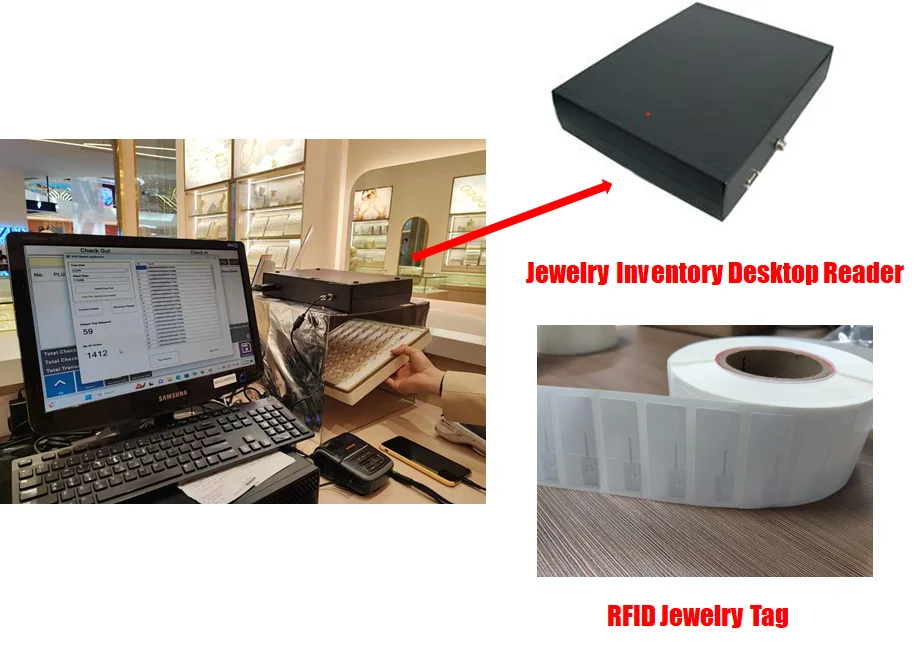 UHF RFID Gold Jewelry Tag Reader for Retail Inventory Anti-theft