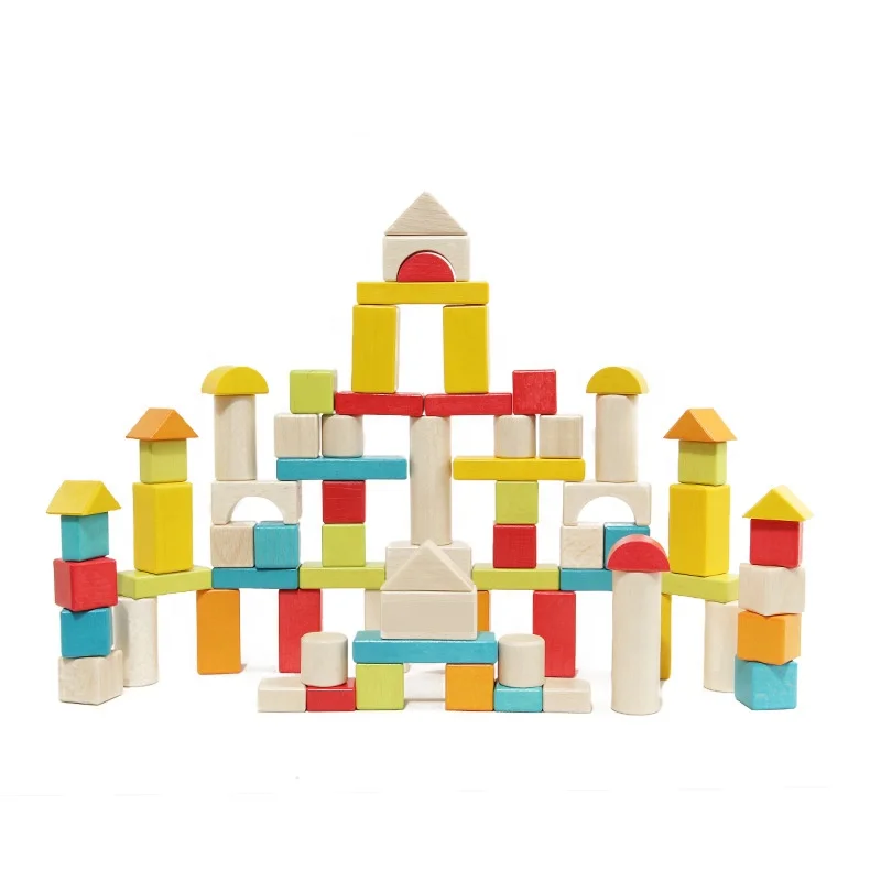 Wholesale Fancy Colours Wooden Building Blocks Toy Cheap Kids Wooden ...