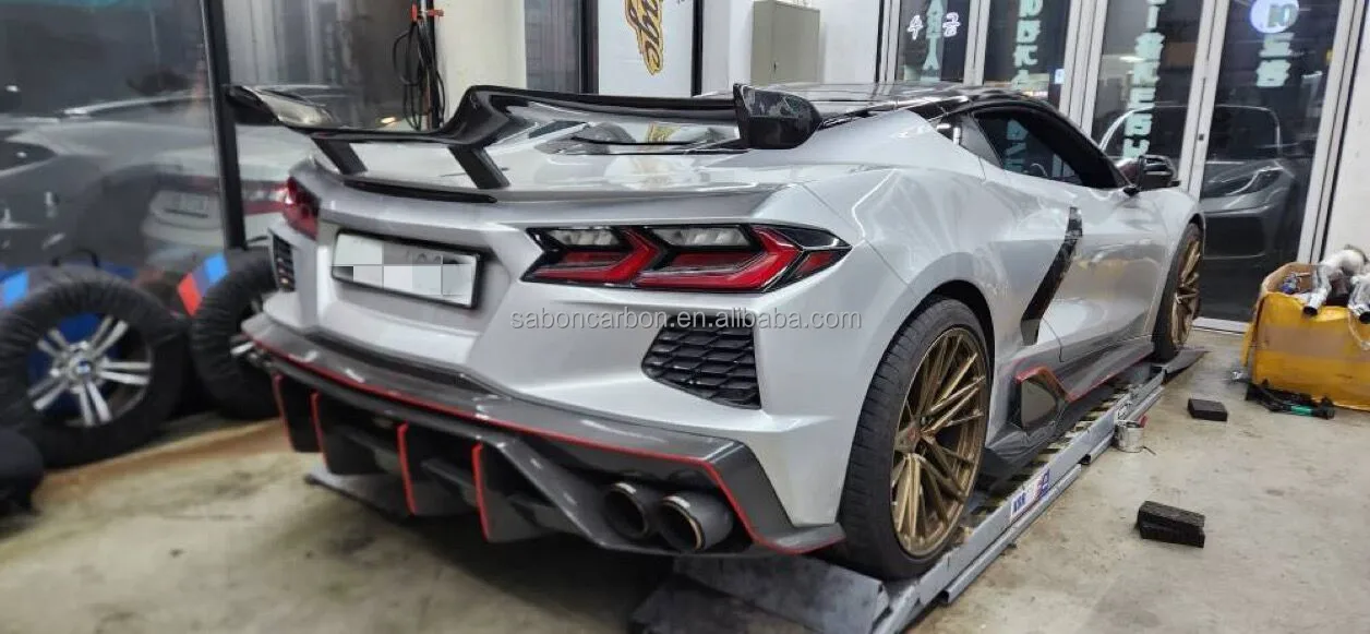 Z06 Style Carbon Fiber Rear Spoiler High Wing For Corvette C8 Z07 Non ...