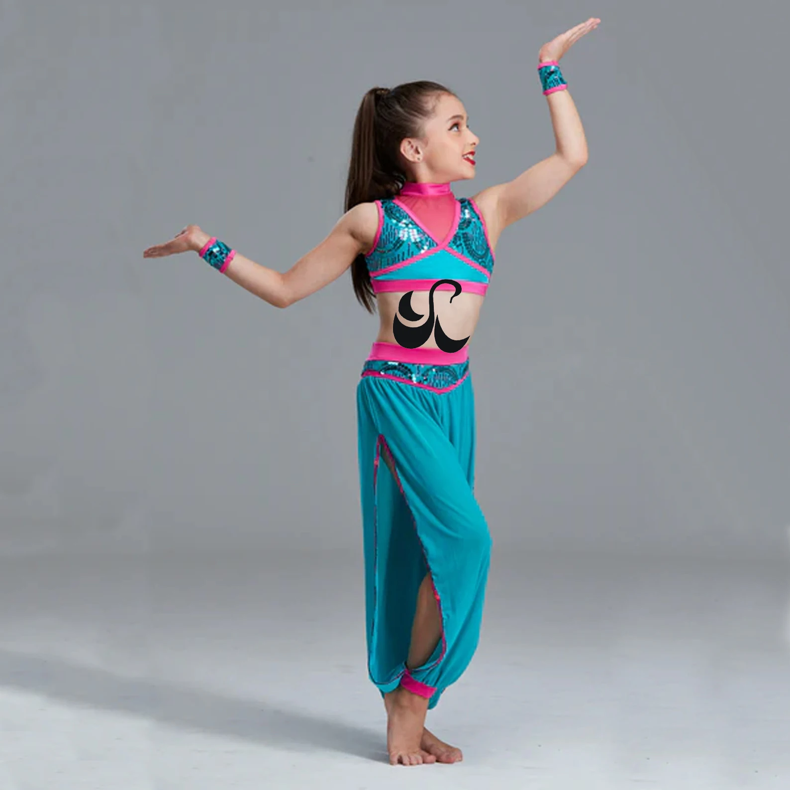 Stage Boutique Sequin Fabric Lycra Dance Wear Girls Long Pants Jazz ...