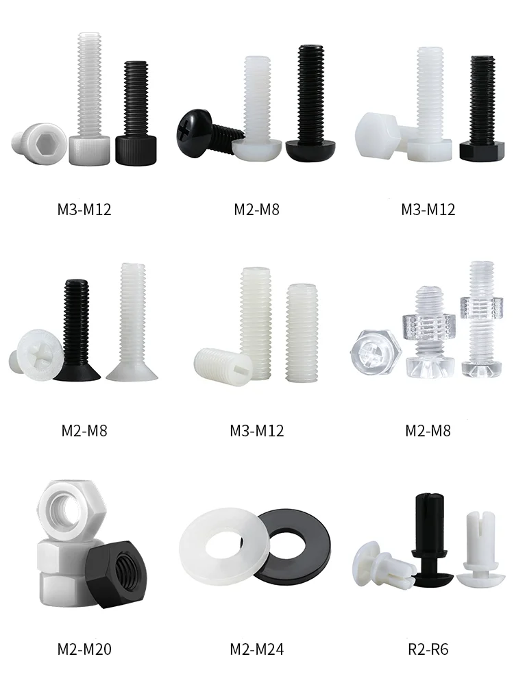 High Quality Plastic Mushroom Slotted Nylon Polyamide Screw M3 M6 M16 ...