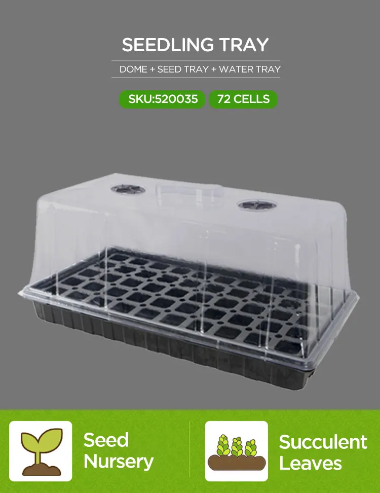 Hydroponic 72 Cells Seed Tray Starter Kit with Dome