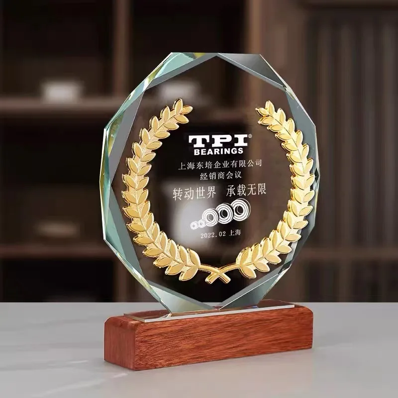 MH-NJ00726 Custom Engraved Crystal Wheat Ear Trophy