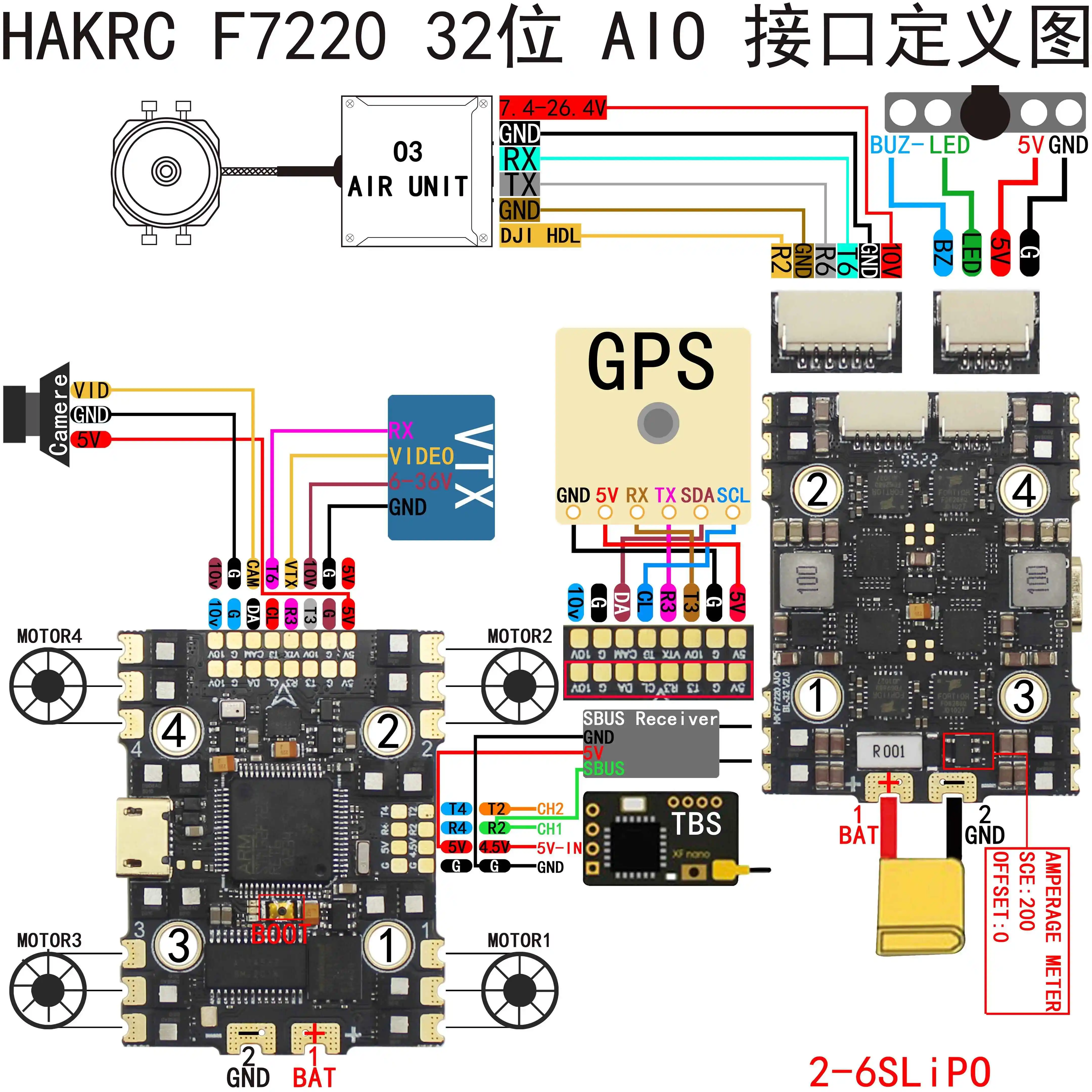 HAKRC F7220 F722 AIO Flight Controller for RC FPV Quadcopters