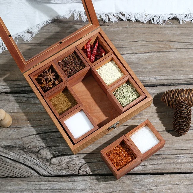 Customized/wholesale Wooden Multi-compartment Kitchen Seasoning Storage ...