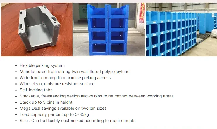 Customized Foldable Stackable Plastic Storage Warehouse Picking Boxes