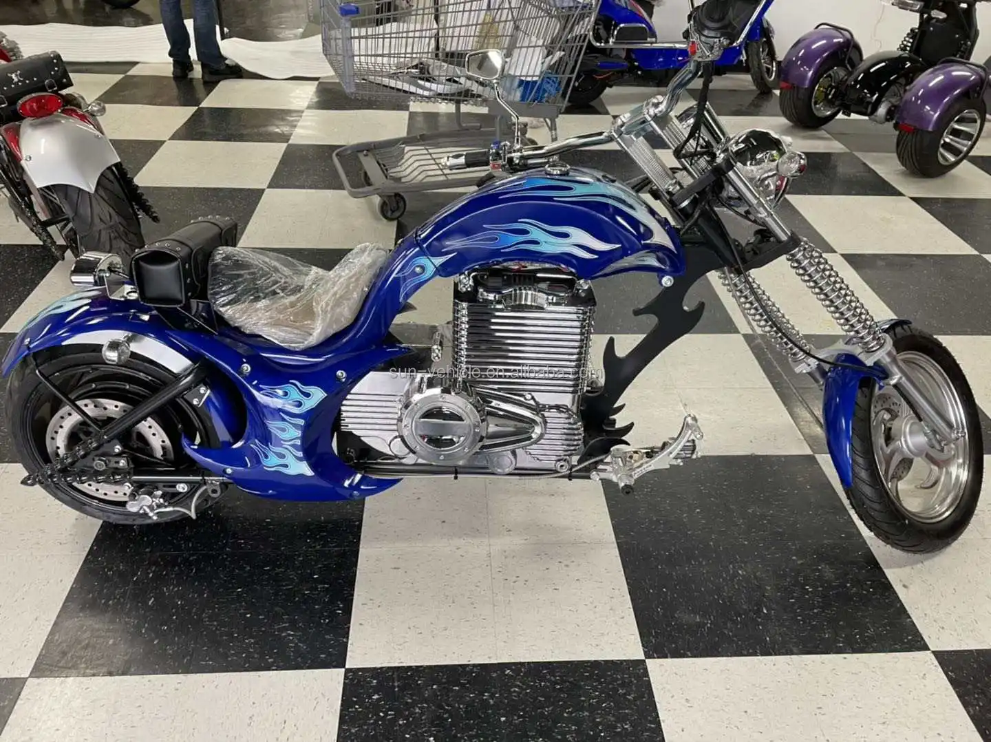 3000W 72V Electric Chopper Motorcycle - Lead-Acid or Lithium Battery