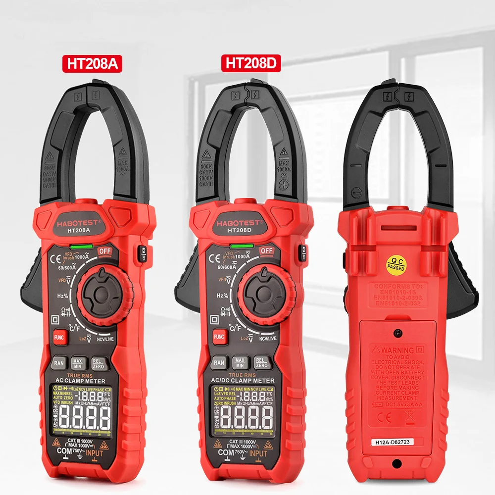 1000A HT208A HT208D Digital clamp meter multimeter high precision ...