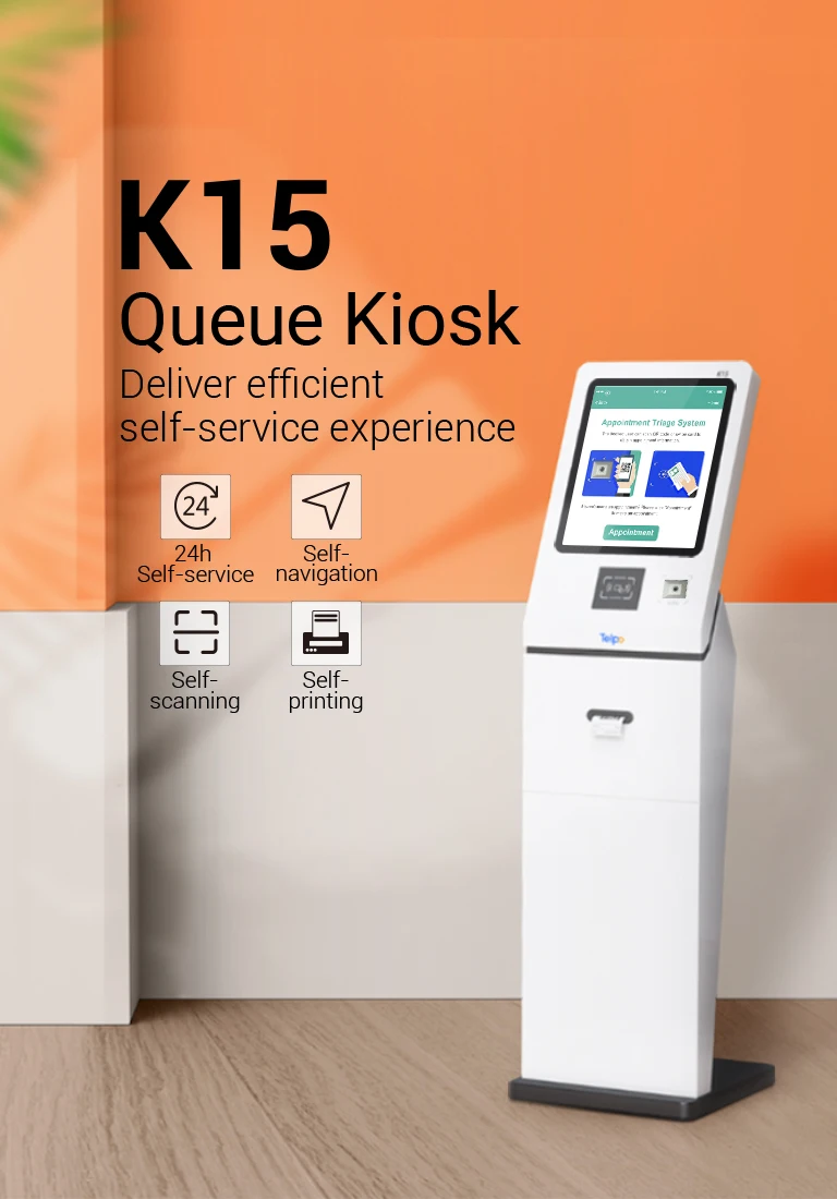 K15 Customer Flow Management System Queue Management Automated Kiosk ...