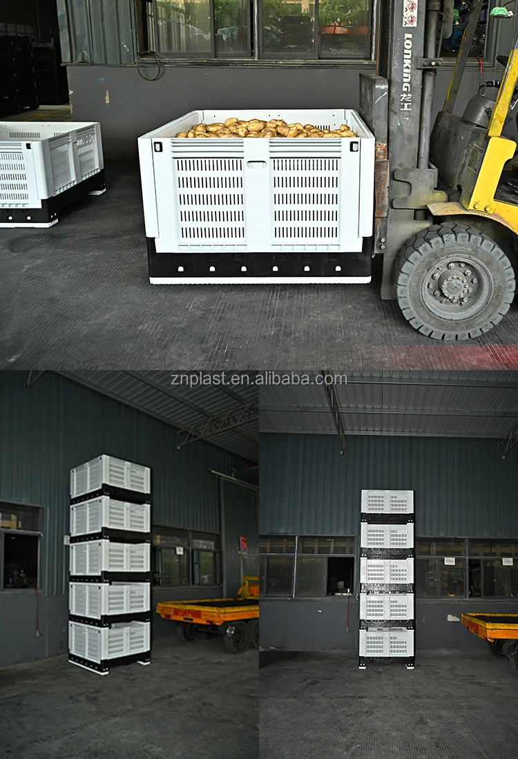 Foldable Plastic Pallet Bin With Drop Gate - Buy Foldable Plastic ...