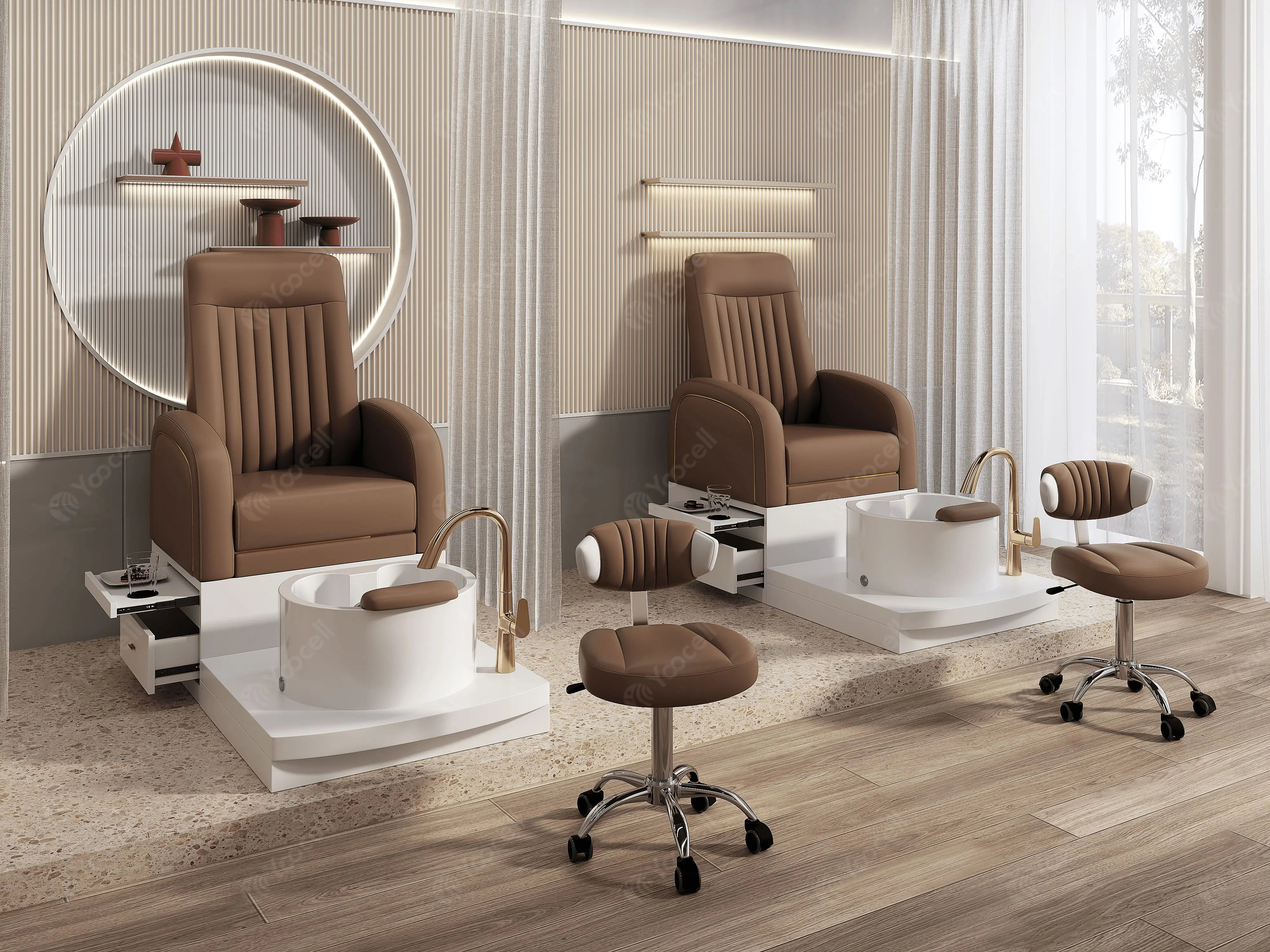 Luxury Pink Pedicure Massage Chair for Nail Salon & Spa