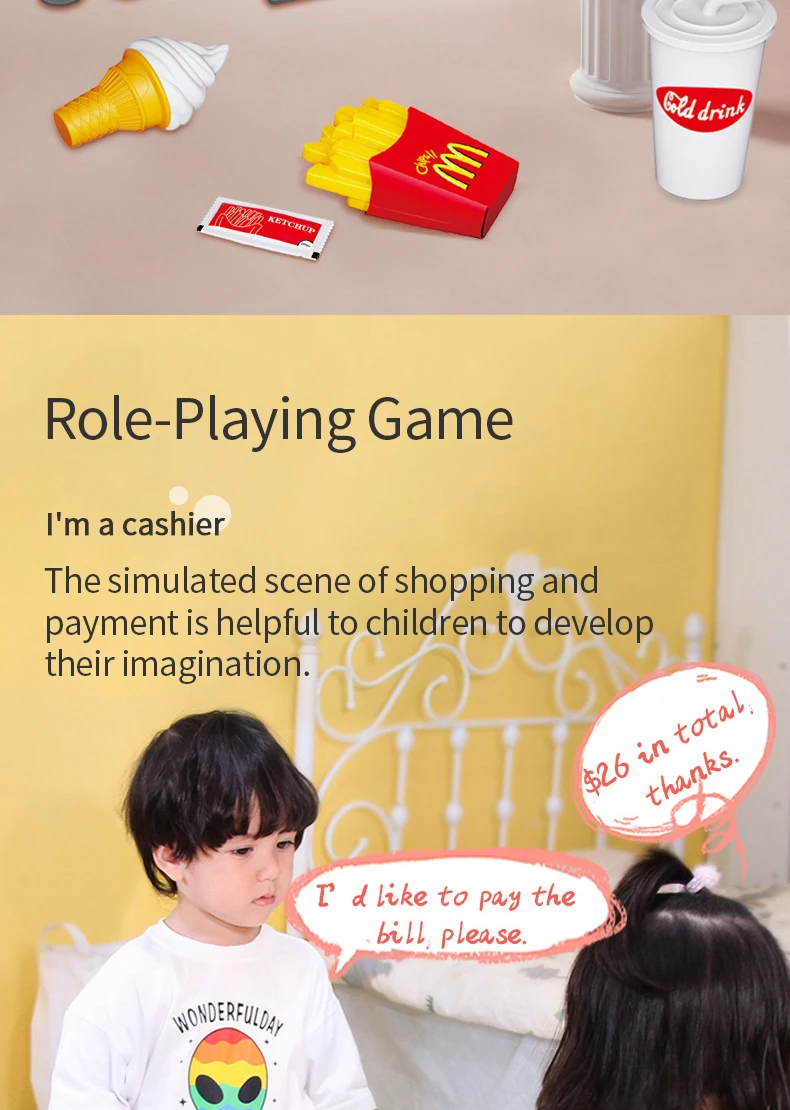 2021role Play Kids Cashier Set Simulation Cash Register Registrier ...