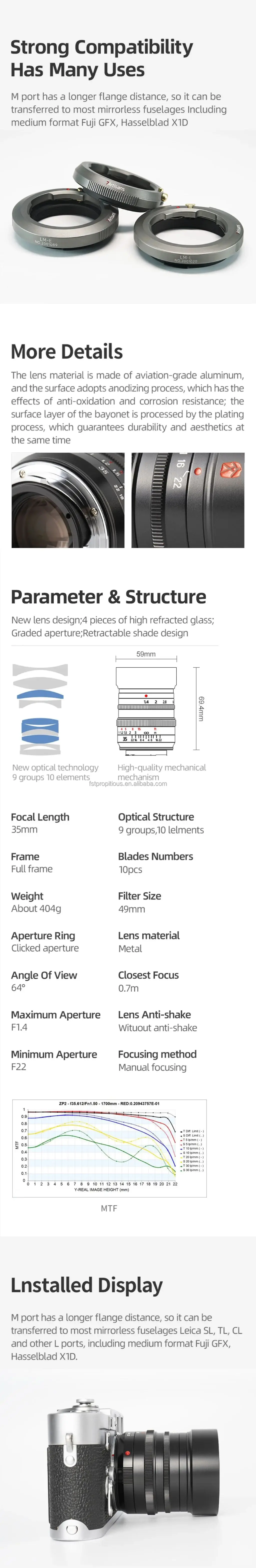 7artisans M35mm F1.4 WEN Full Frame Lens for Leica Cameras