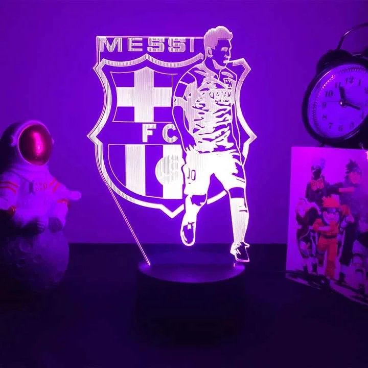 Football Soccer Player 3D Lamp Model Acrylic Panel 7 Colors Change LED ...