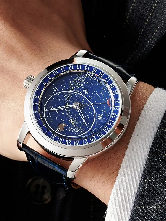 New Starry Sky Dial Luminous Mechanical Watch Day/date Men's Watch ...