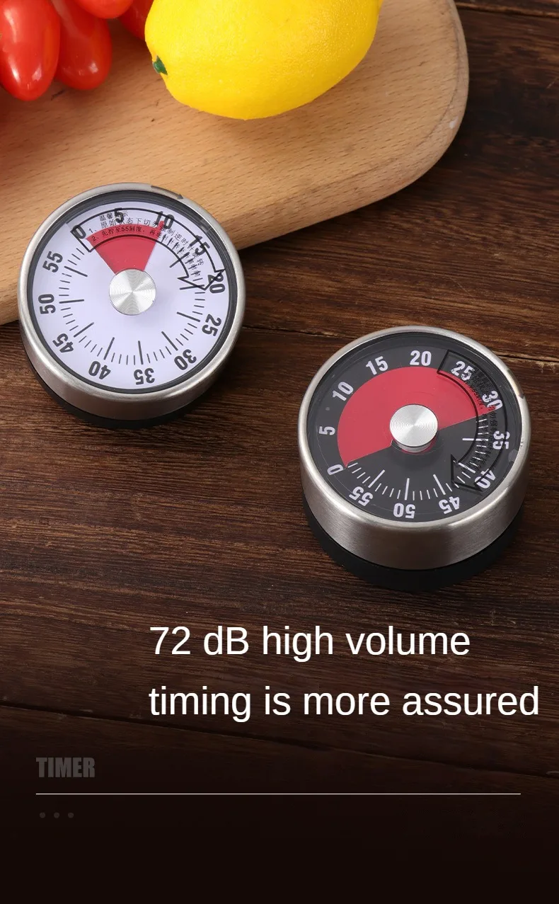 Stainless Steel Mechanical Countdown Timer Kitchen Tool Round Shape ...