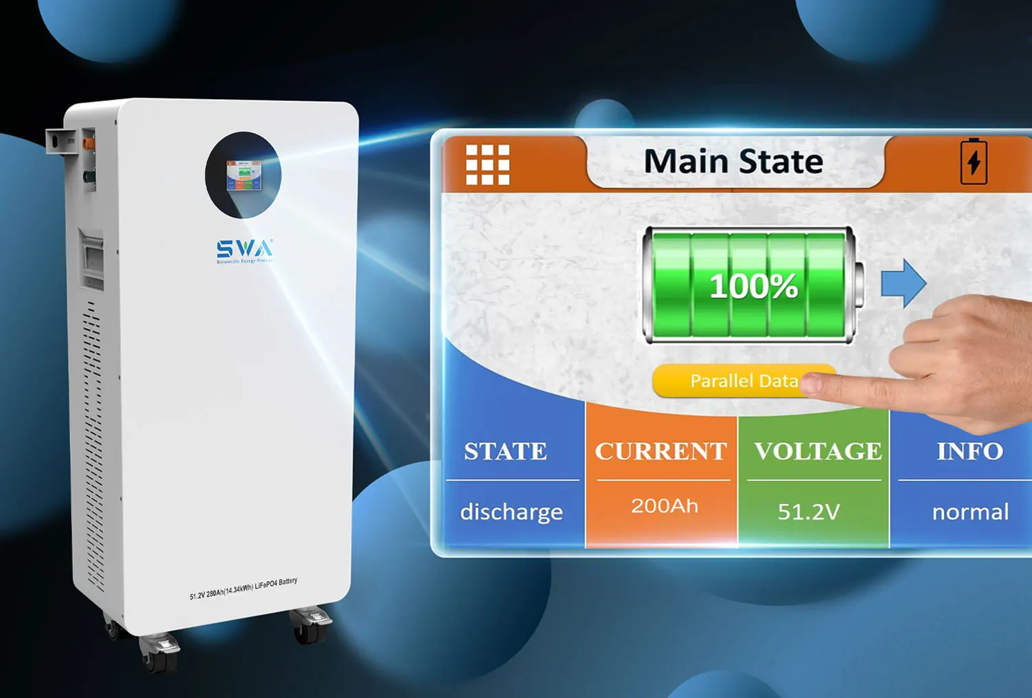 Touchscreen Rechargeable Lithium Ion Batteries 48v 200ah 100ah 5kwh ...