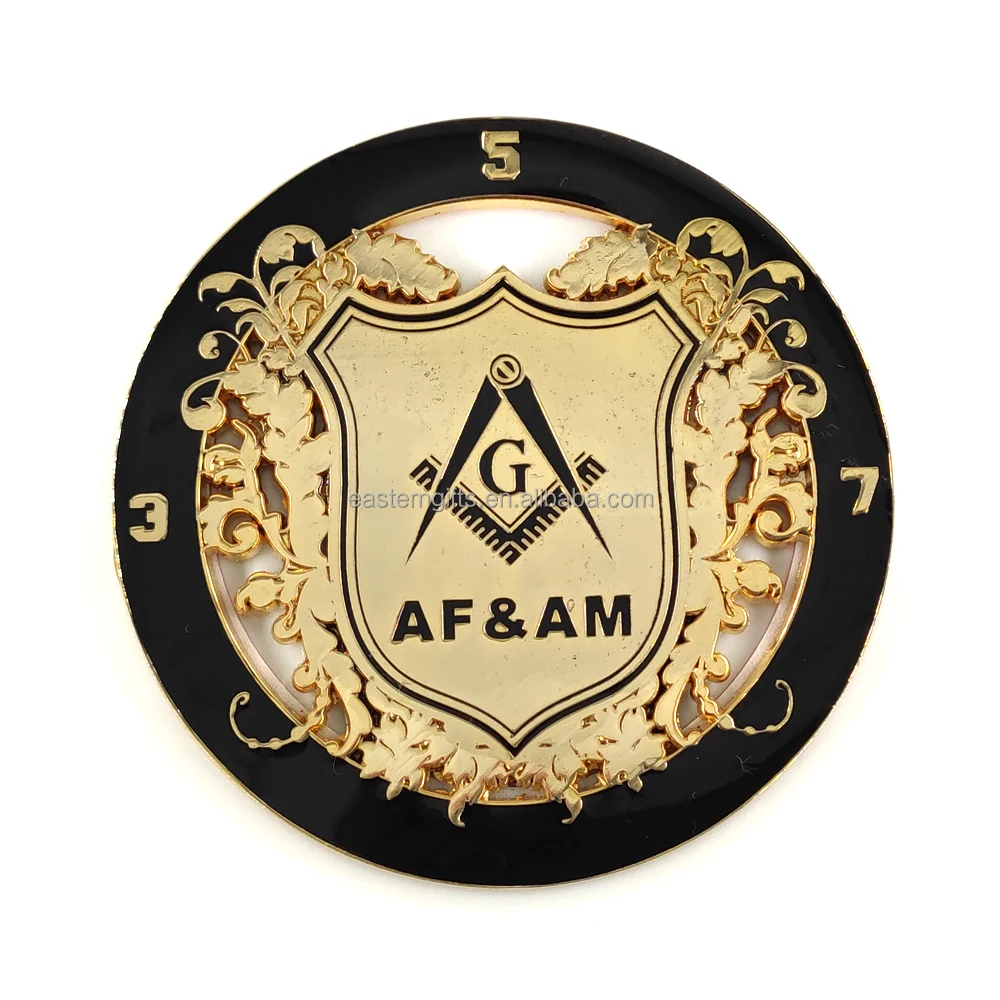 Freemason Regalia - 357 AF&AM Shield 3" Round Metal Logo
