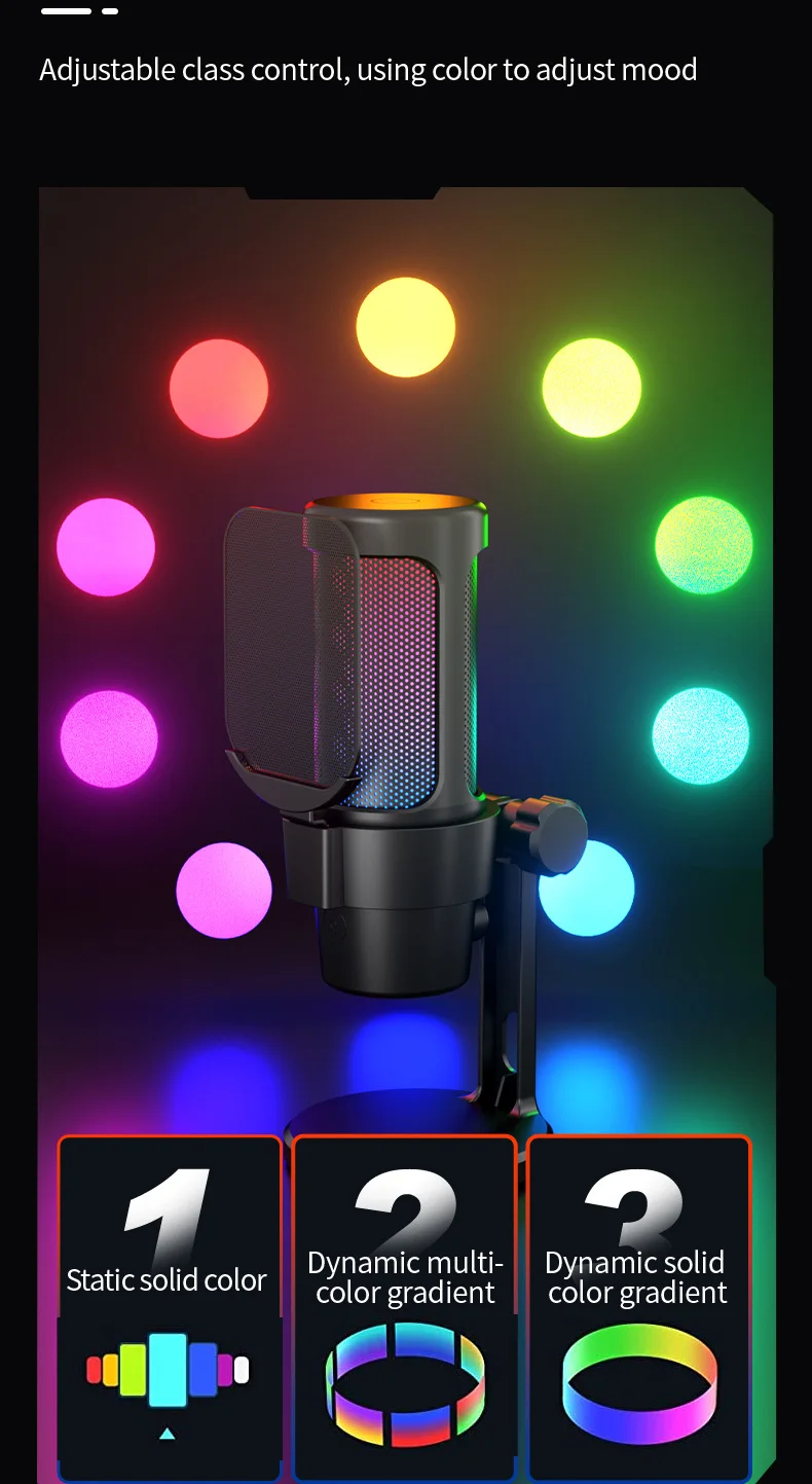 M8 Professional Rgb Gaming Microphone Usb Streaming Studio Condenser ...