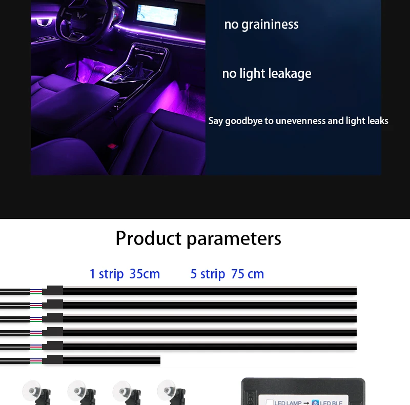 18 In 1 Full Color Neon Car Ambient Lighting Rgb 64 Universal Led ...