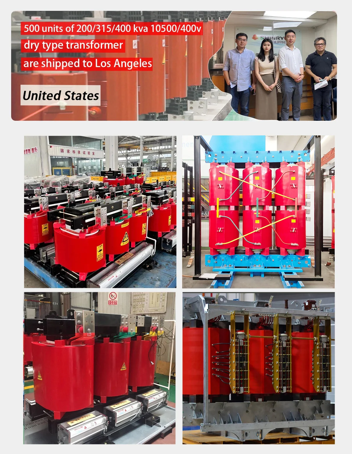 Three Phase Dry Type Transformer 1000kva 1600 Kva 2000kva 10kv 20kv