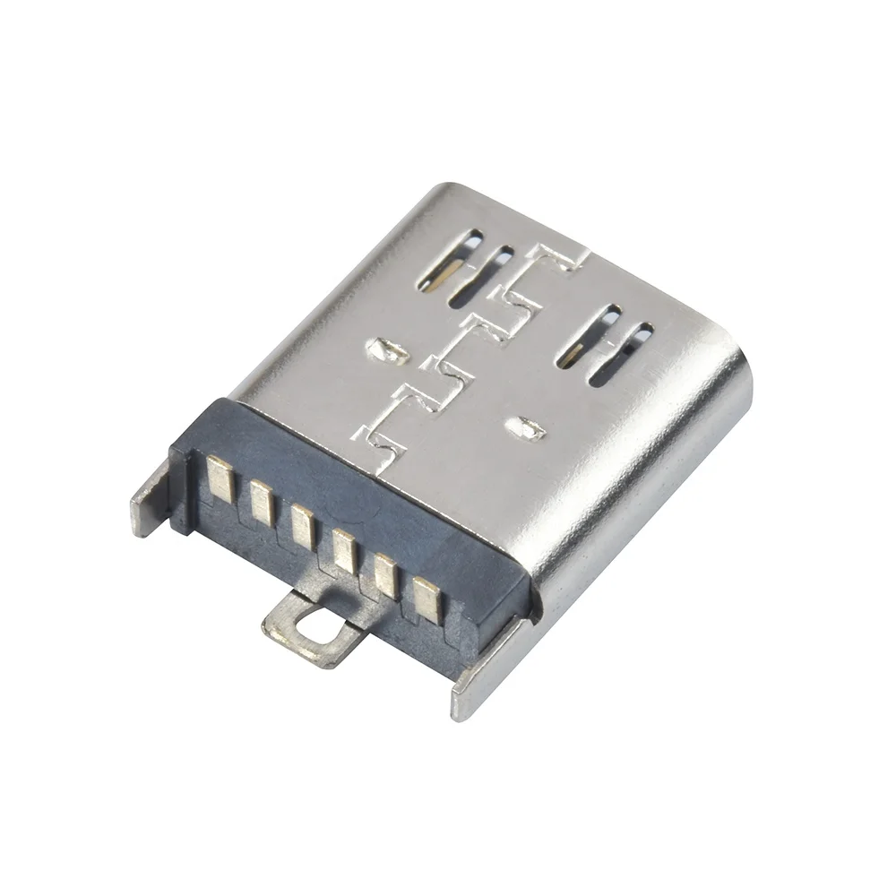USB Type-C 6 Pin Female Connector Port Length 10.0mm SMT Vertical Mount ...