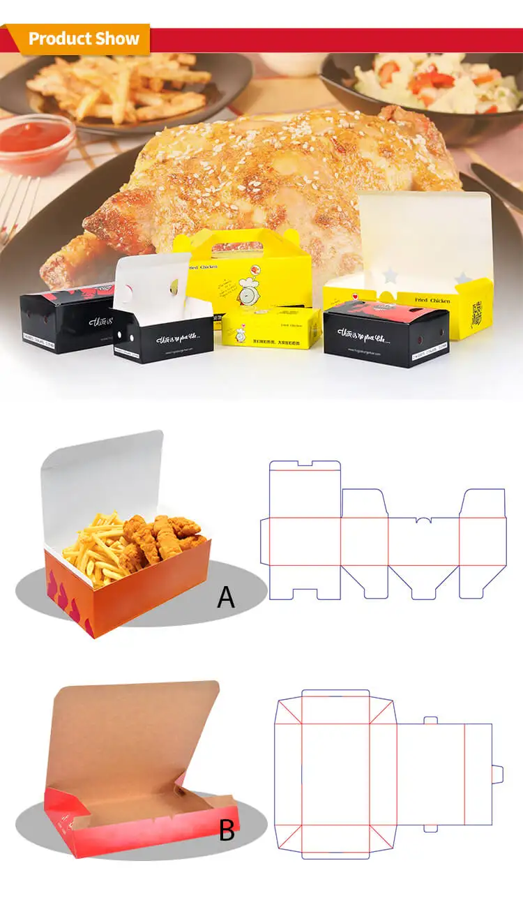 Custom Logo Fried Chicken Wings Box - Fast Food Takeout