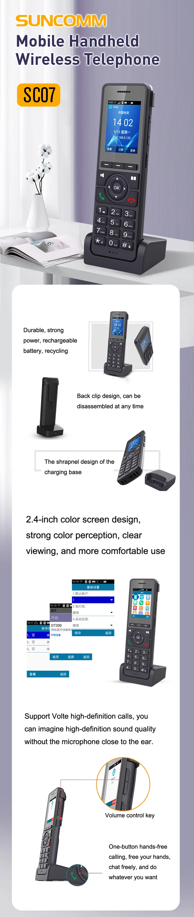 New Home 4g Dual Card Handheld Voip Phone 2.4-inch Screen 3 Sip ...