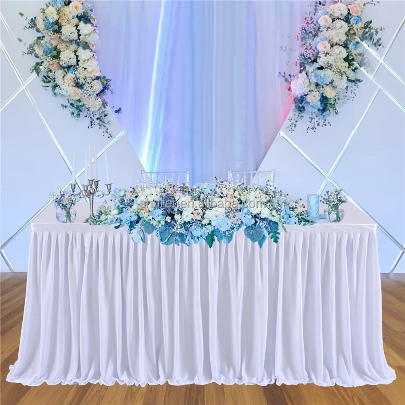 Royal Blue Color Table Skirting Designs for Wedding Party Decoration
