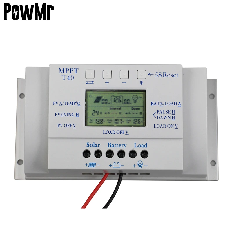T40 40A LCD USB 5V Solar Charge Controller - Dual Timer Control