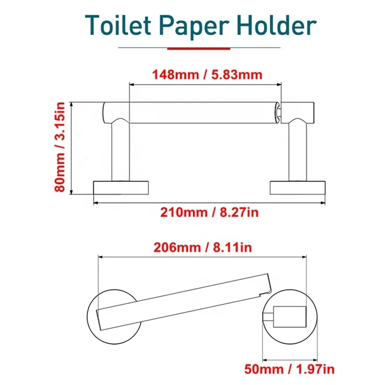 Sus304 Stainless Steel Brushed Silver Flexible Pivoting Bathroom Tissue ...