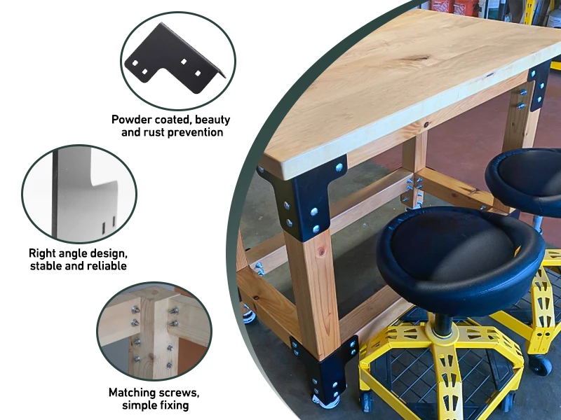 Workbench Corner Edges Brackets, Heavy Duty Sturdy Steel Shop Table ...